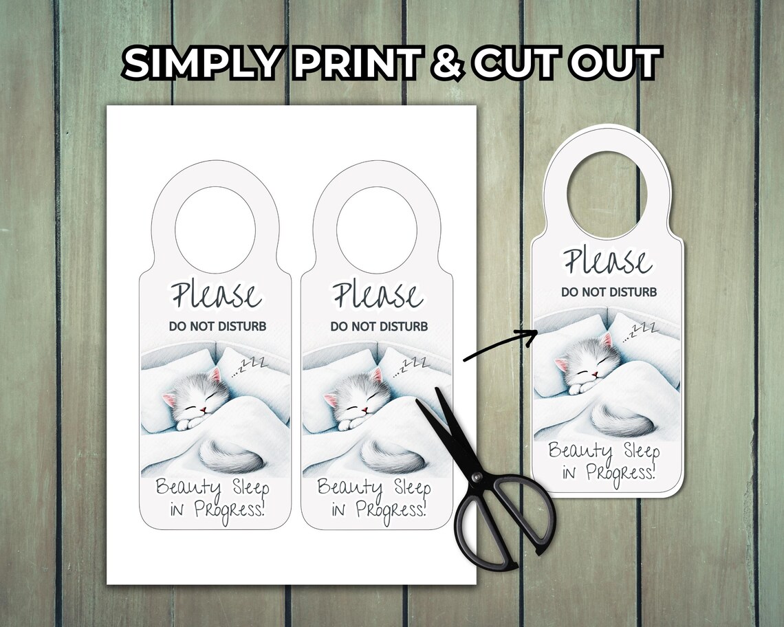 Cute Kitty Cat Please Do Not Disturb Printable Door Hanger, Beauty ...