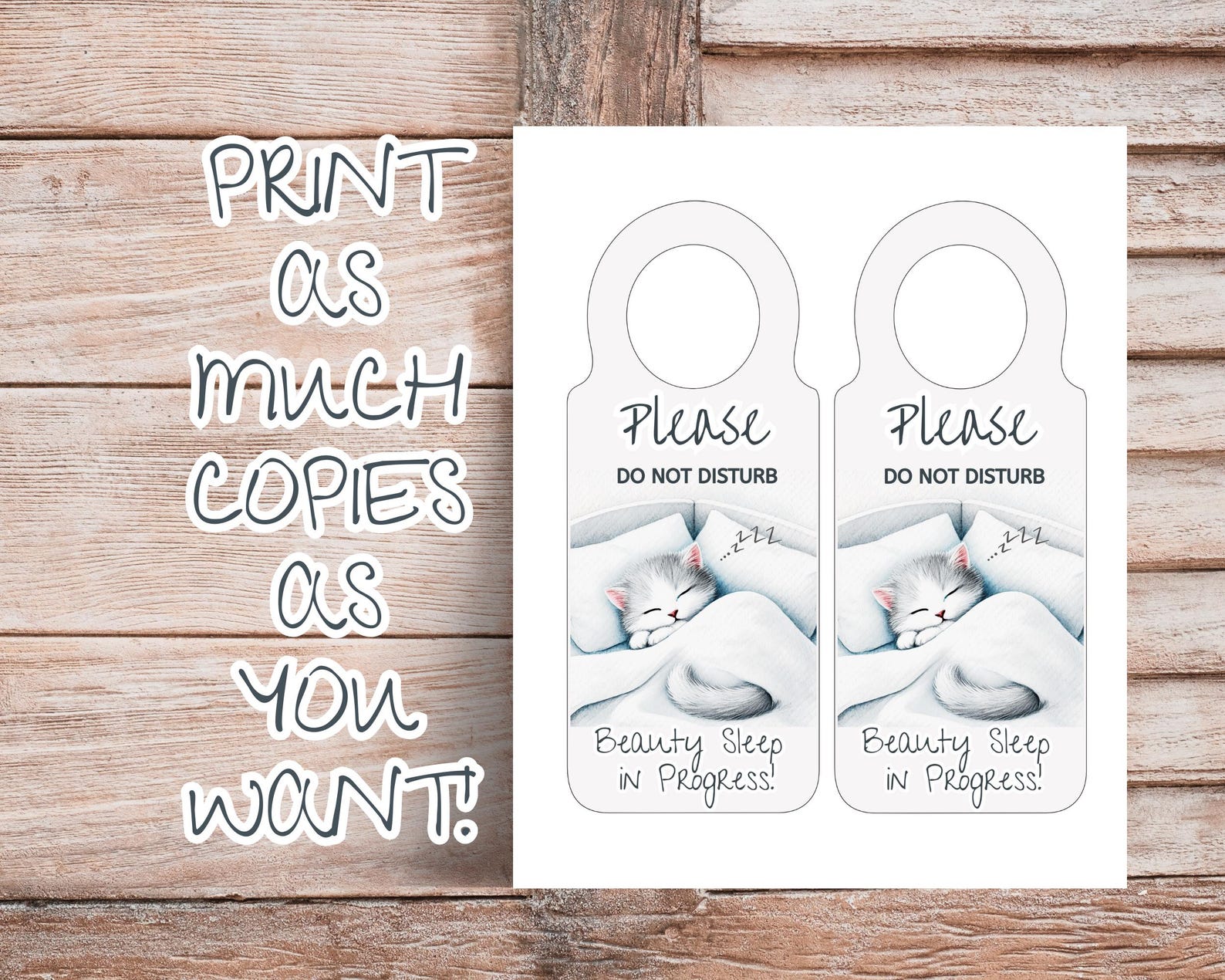 Cute Kitty Cat Please Do Not Disturb Printable Door Hanger, Beauty ...
