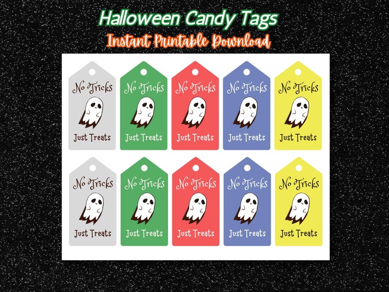 Printable Halloween Gift Tags, Colorful Tags for Candy Gifts, Trick or ...