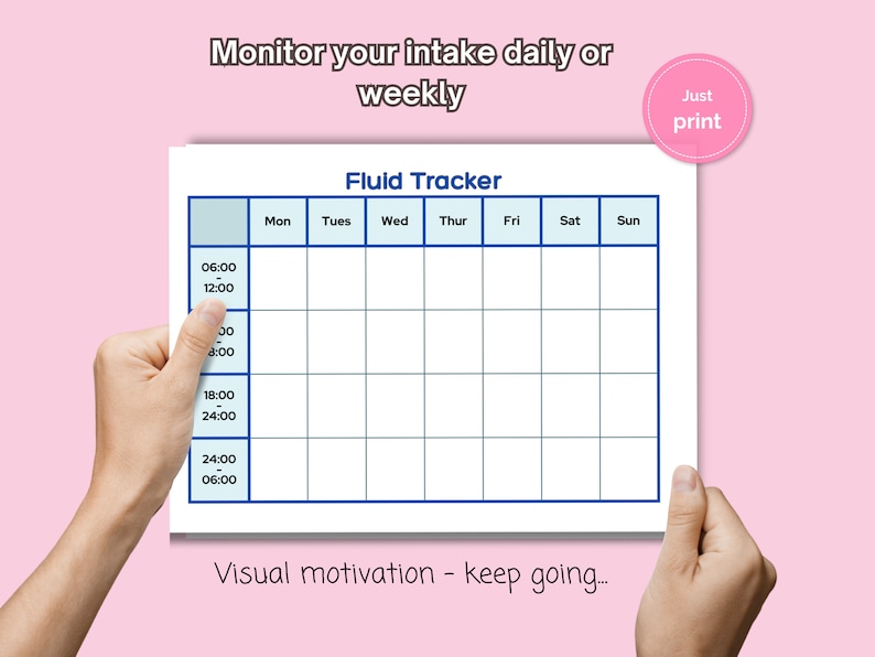Simple Weekly Fluid Intake Tracker, Instant Printable Download, A4 PDF ...