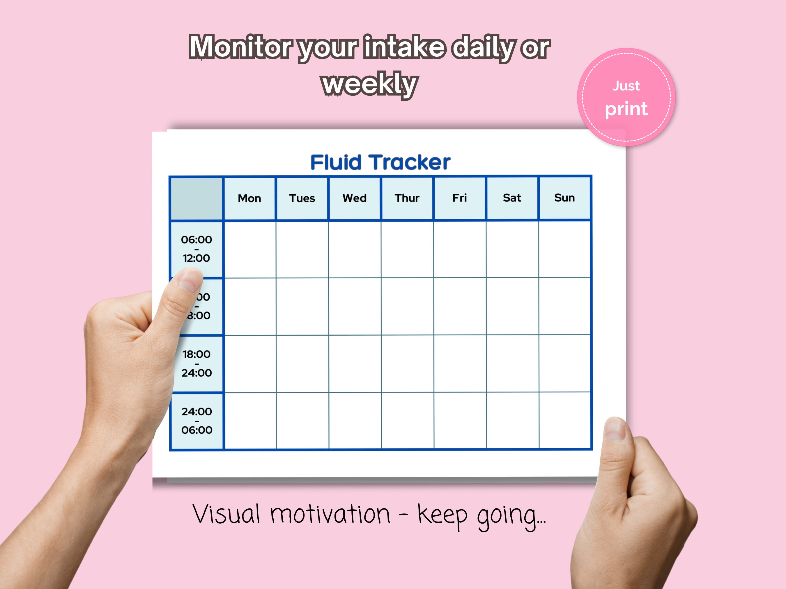 Simple Weekly Fluid Intake Tracker, Instant Printable Download, A4 PDF ...