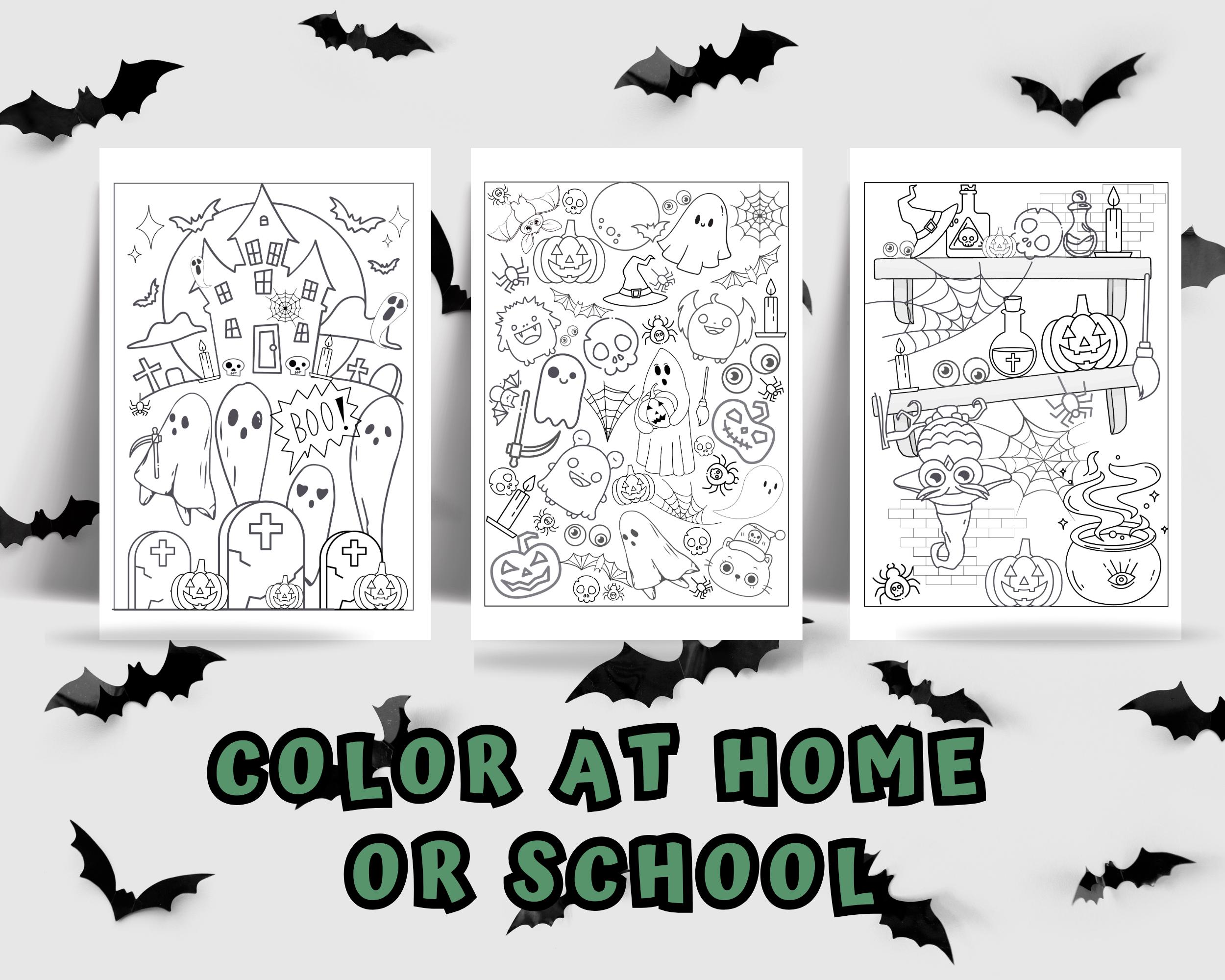 Printable Kids Halloween Coloring Pages - 3 X A4 PDF Download - School ...