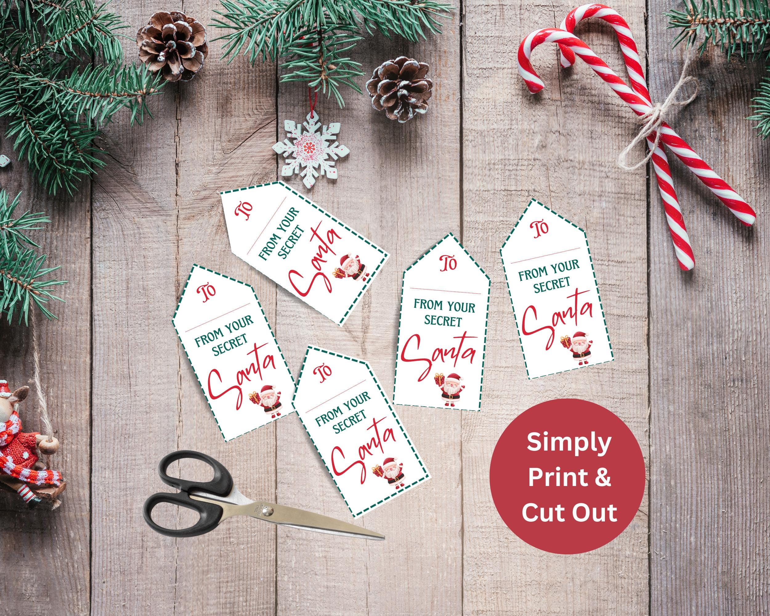 Printable Secret Santa Gift Tags - Instant Download - 10x Green & Red ...