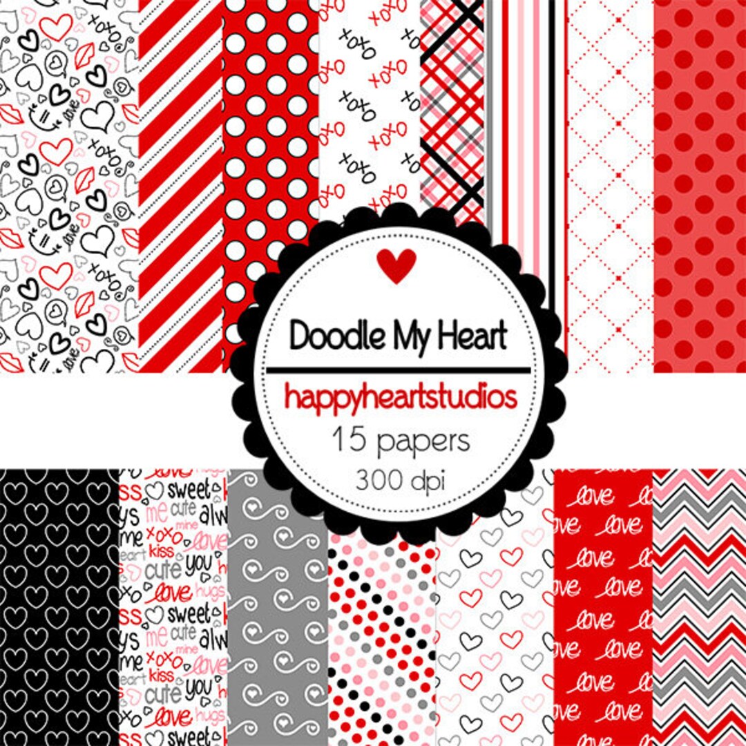 Digitalscrapbooking Doodlemyheart, Valentine, Red, Black, Pink ...