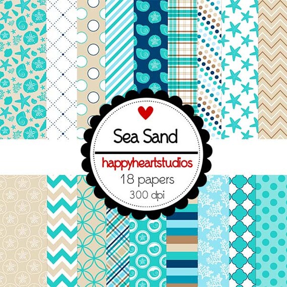 Digital Scrapbooking Papers SeaSand instant download Beach | Etsy
