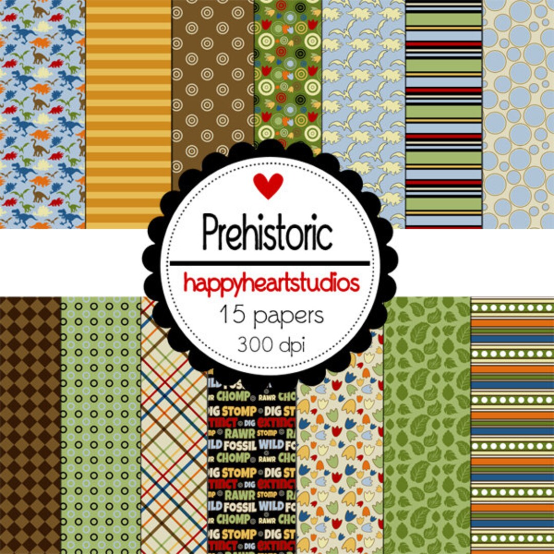 Digital Scrapbook Prehistoric-instant DOWNLOAD - Etsy