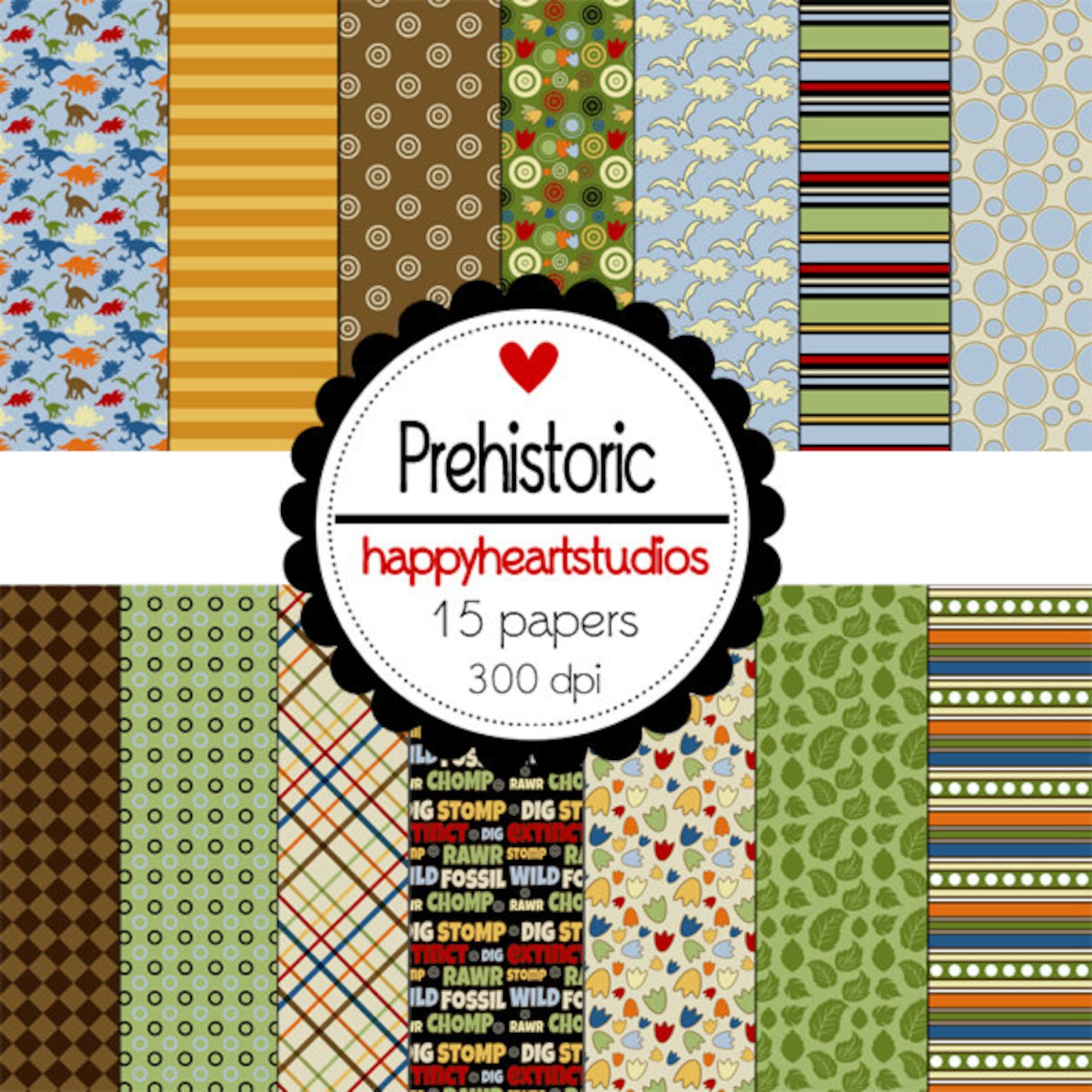 Digital Scrapbook Prehistoric-instant DOWNLOAD | Etsy