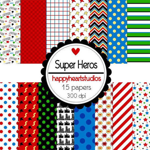 Items similar to Digital Scrapbook SuperHeros-INSTANT DOWNLOAD on Etsy