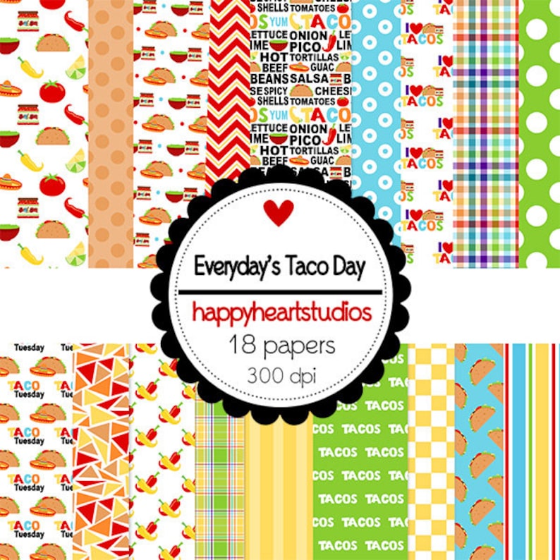 Digitalscrapbooking Everday'stacoday- Instant Download - Tacos- Food - Etsy