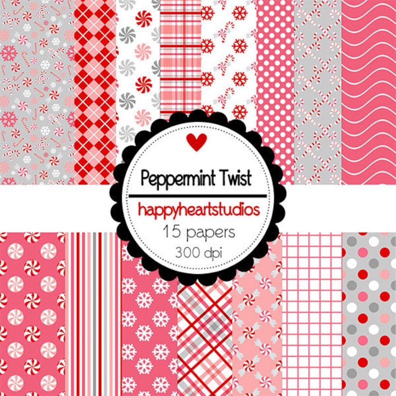 Digitalscrapbooking Pepperminttwist-instant Download, Pink, Red, Silver ...