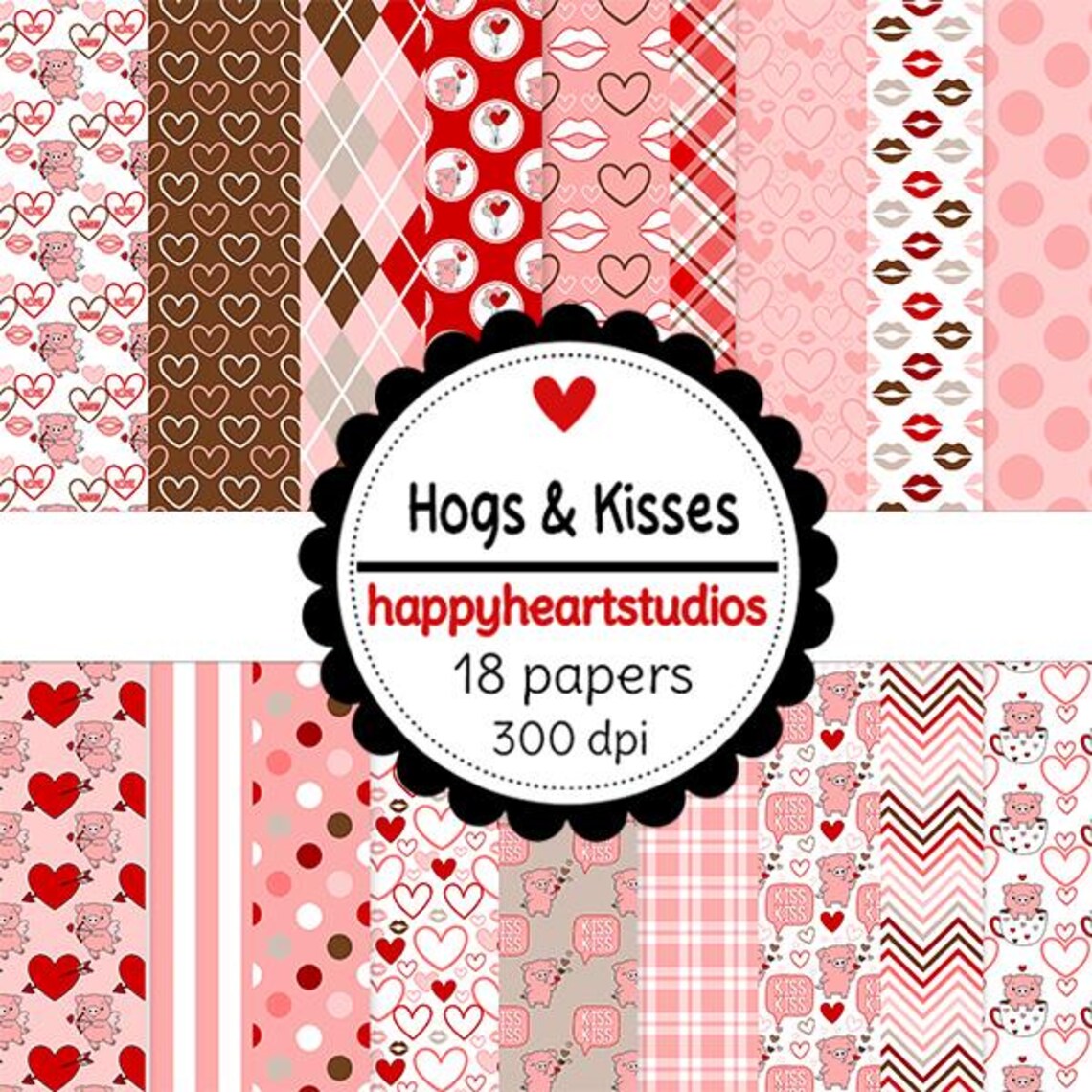 Digital Scrapbooking Hogs&kisses Instant Download Valentine Day - Etsy