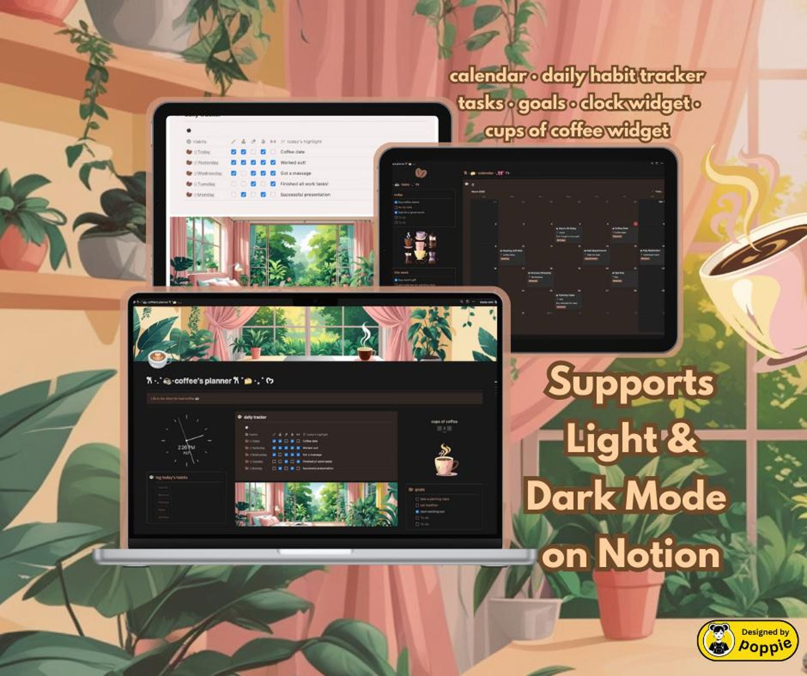 Cozy Coffee Notion Planner Template | Aesthetic Digital Dashboard for ...