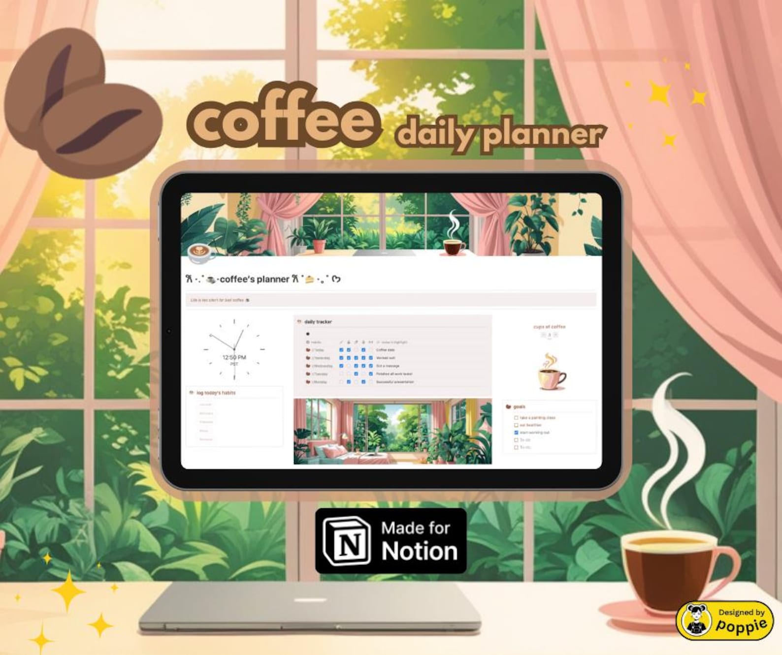 Cozy Coffee Notion Planner Template | Aesthetic Digital Dashboard for ...