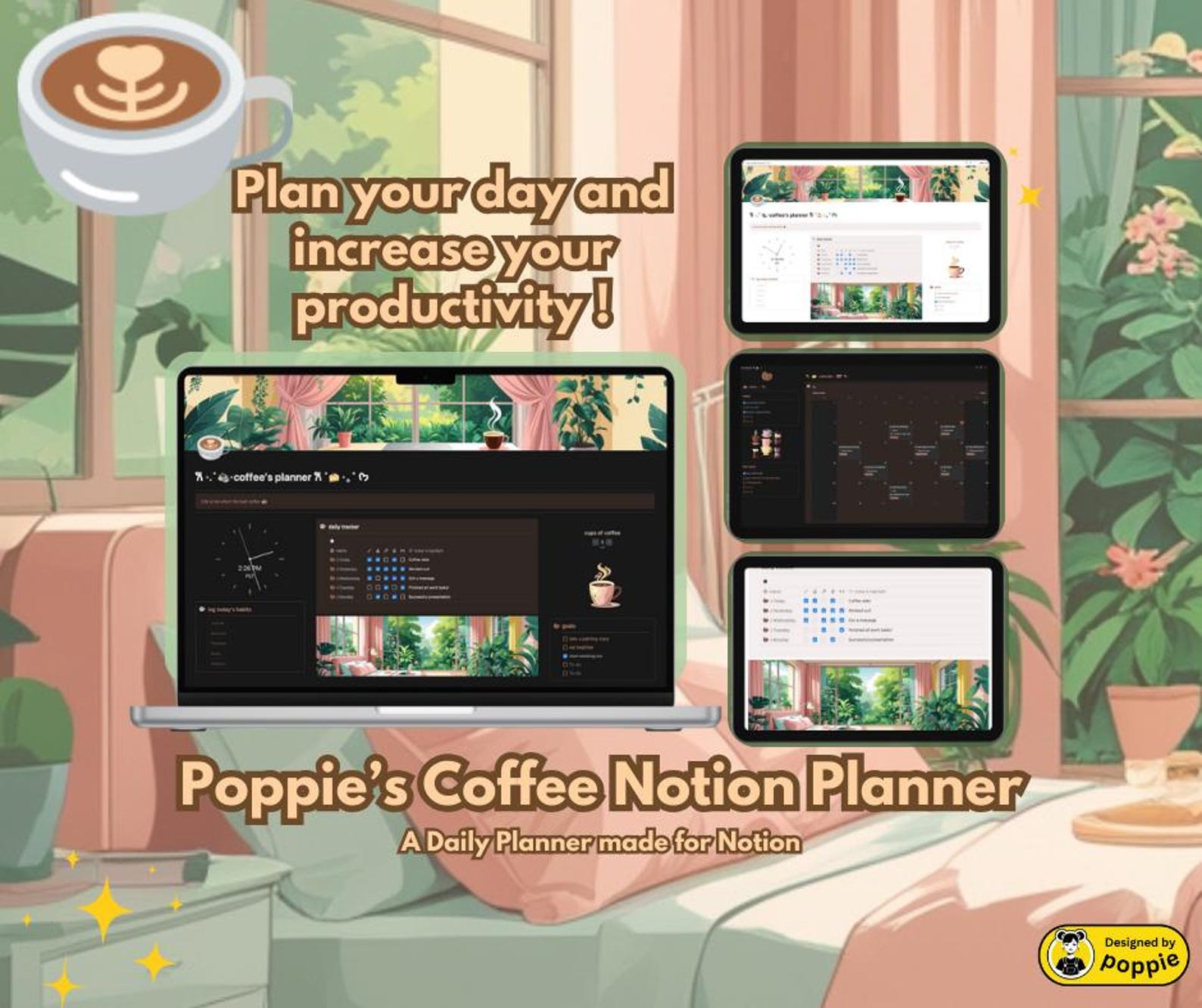 Cozy Coffee Notion Planner Template | Aesthetic Digital Dashboard for ...