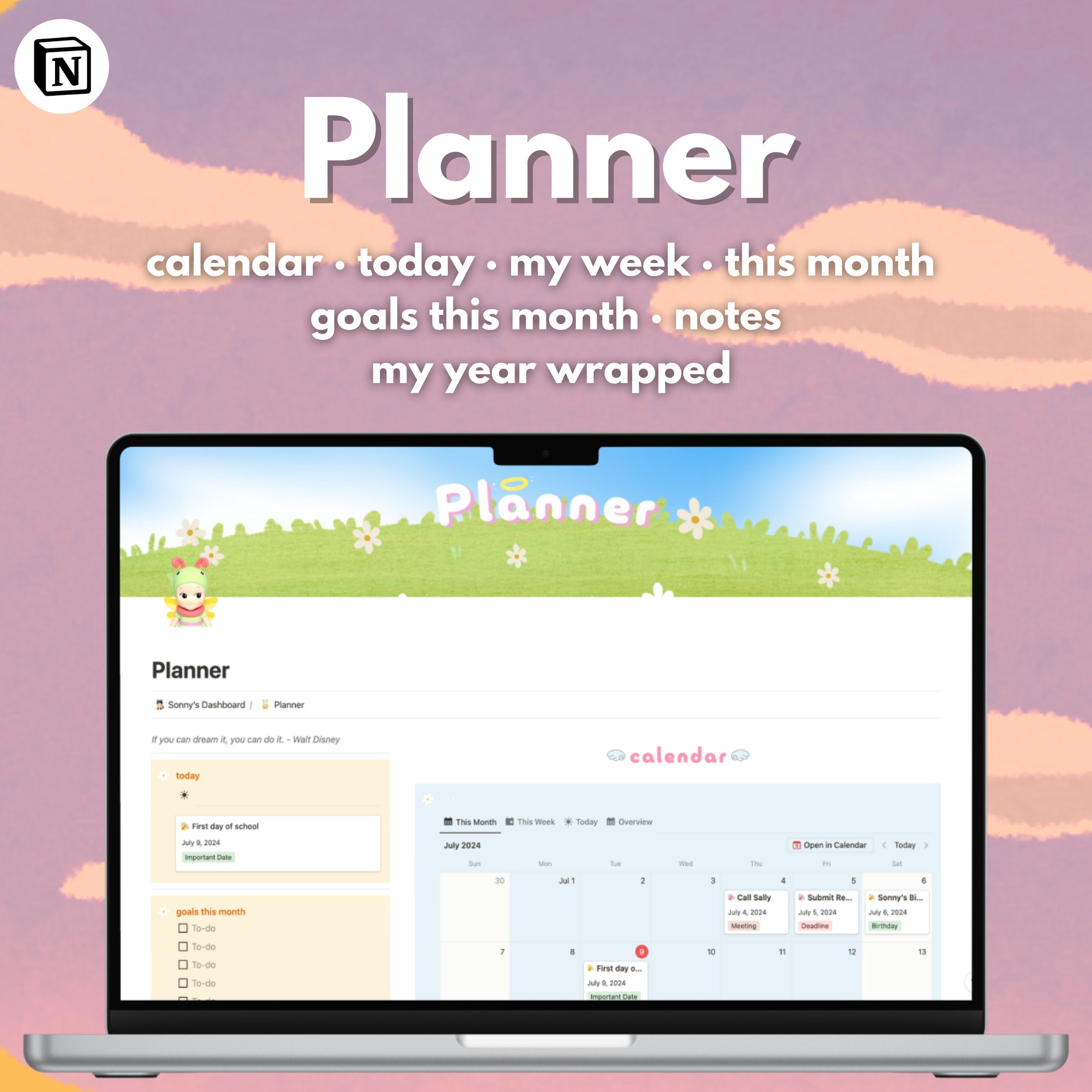 Sonny Angel Notion Template: Basic Planner - Etsy
