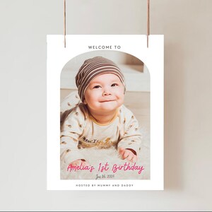 Editable Personalised 1st Birthday Party Welcome Board Sign, Birthday ...