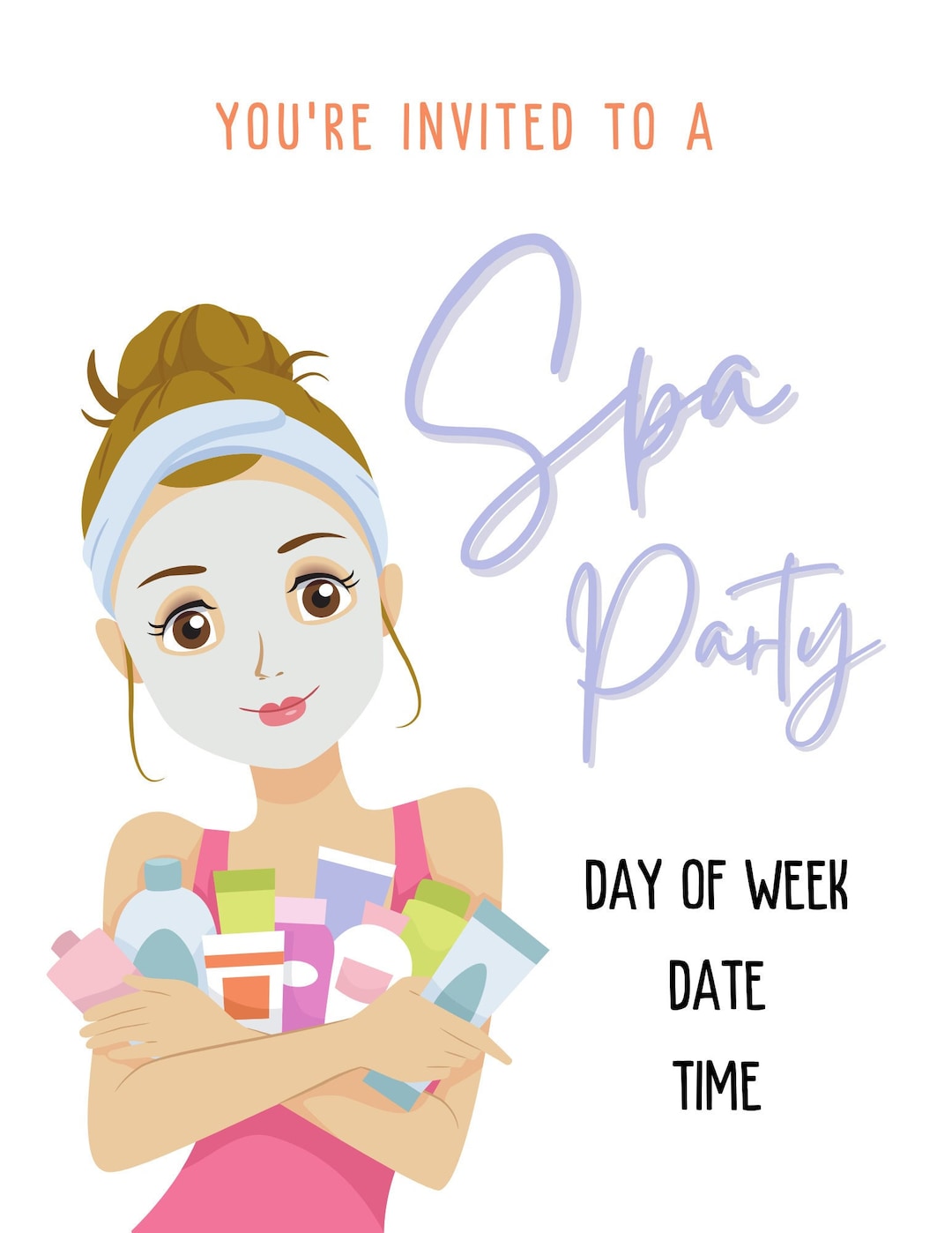 Spa Party Invites | Instant Download | Customizable - Etsy