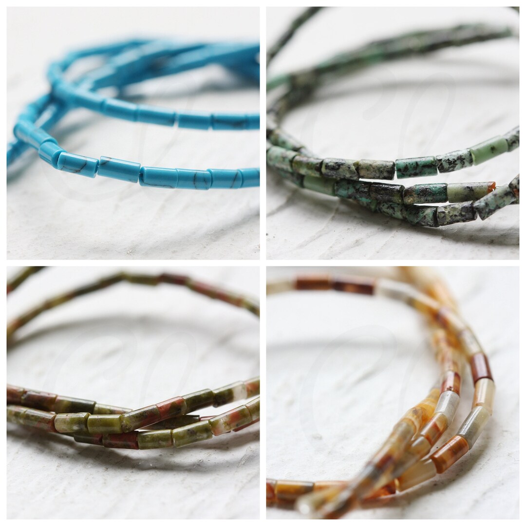 Full Strand (85 Pieces) Natural Semi Precious Stone - Tube 2.5x5mm ...