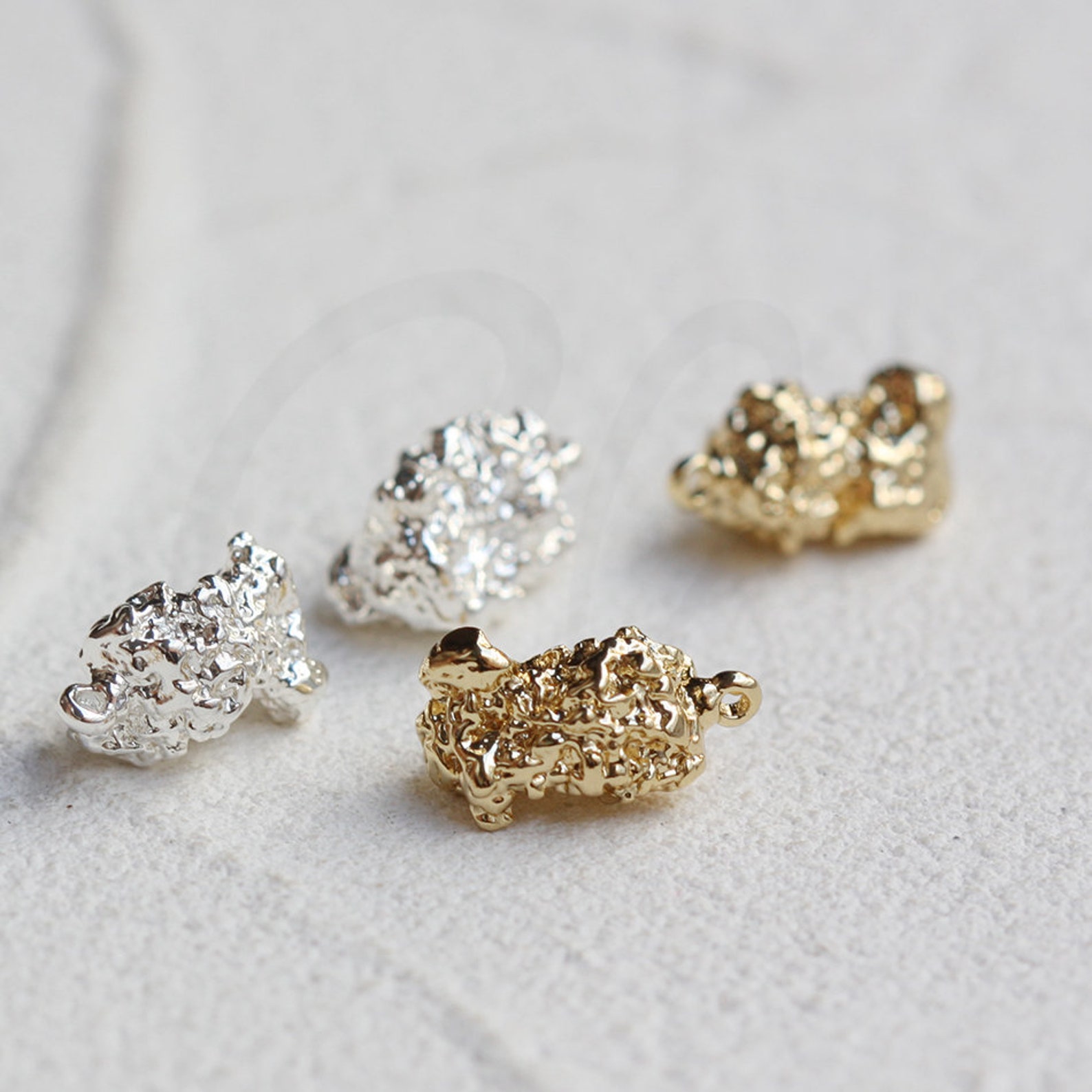 One Piece Premium Plated Solid Brass Nugget Charm 13x7mm | Etsy