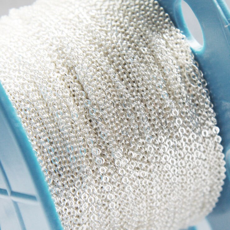 3 Feet Premium Silver Plated Brass Base Chains - Flat Oval 1.8x1.45mm ...