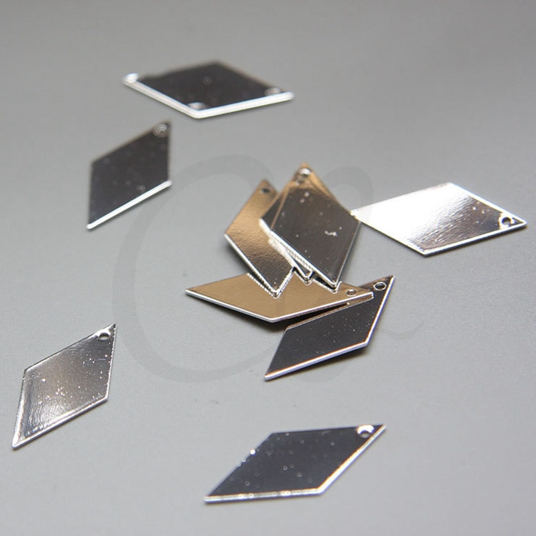 One Piece Premium Silver Plated Brass Base Diamond Shape Charm - 25 ...