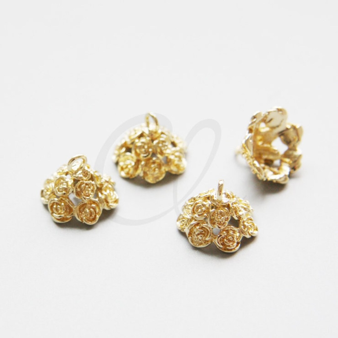 One Piece Premium Gold Plated Brass Base Cap - Flower 14x11mm (7400Z-W ...