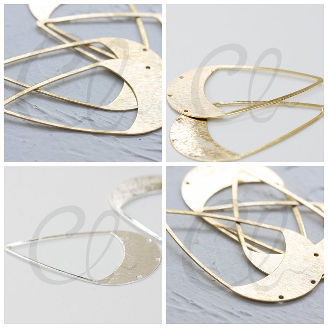 Solid Brass Brushed Teardrop With 3 Holes Pendant - 58x34mm (4058C-F ...