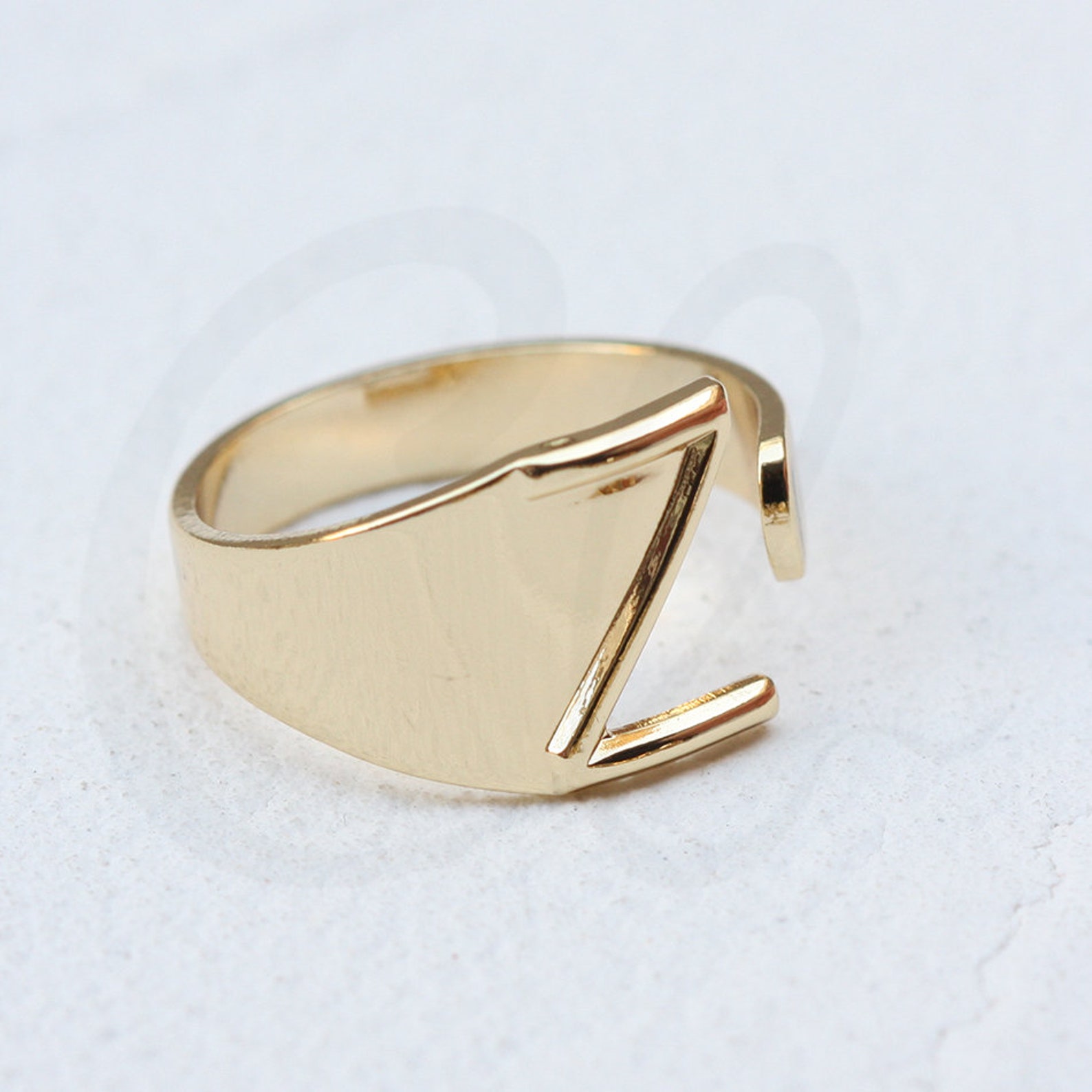 Gold Plated Solid Brass Alphabet Finger Ring Base Letter - Etsy
