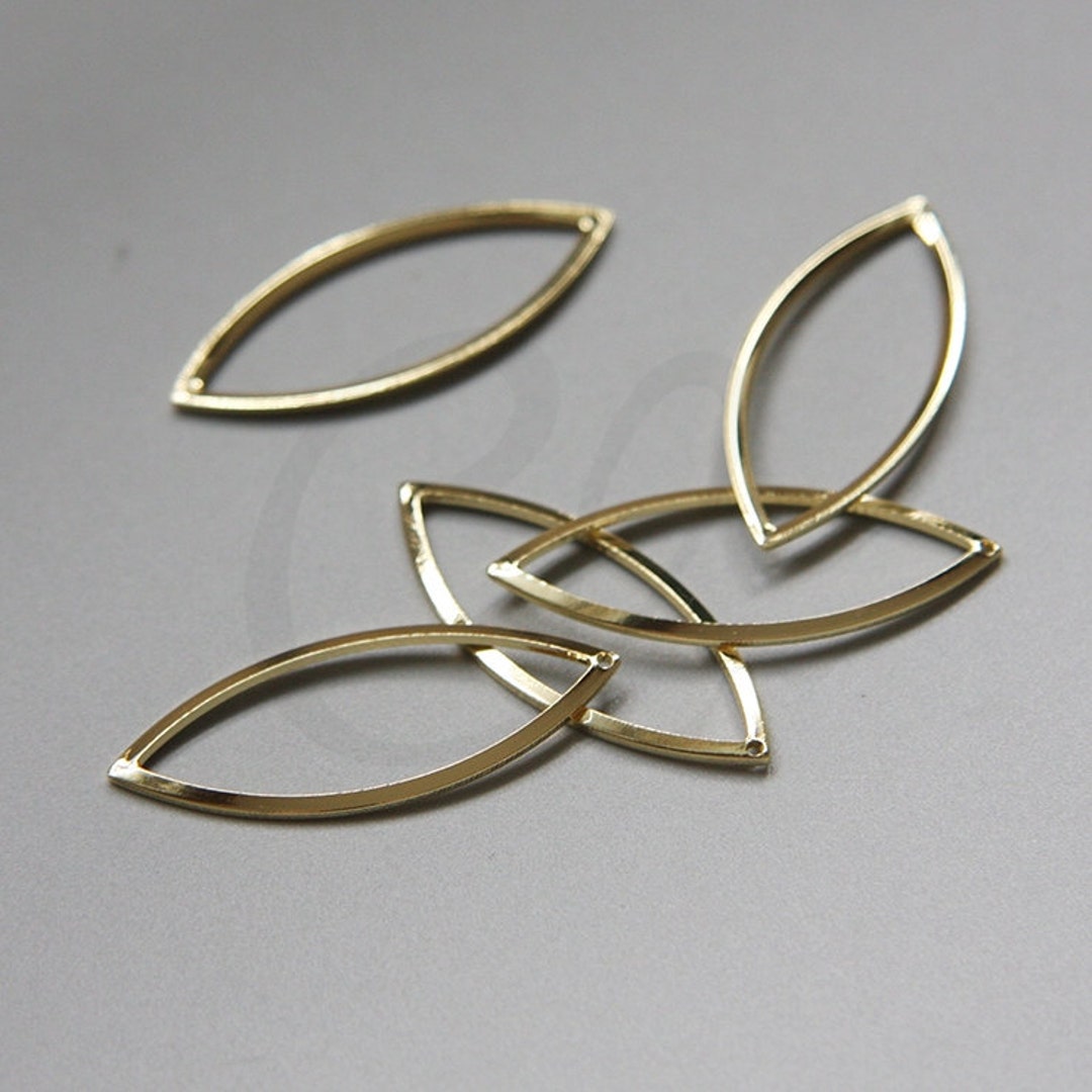 One Piece Premium Gold Plated Brass Base Charm Oval - 33x13.5mm (3120C ...