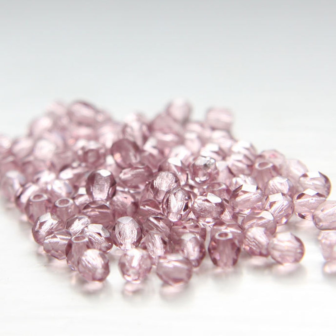 50 Pieces Czech Fire Polish Glass Faceted Round-transparent Amethyst ...