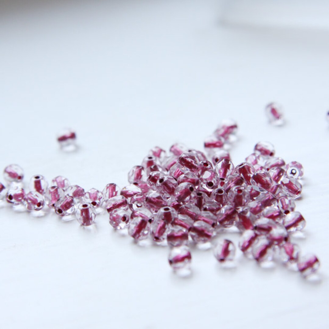 50 Pieces Czech Fire Polish Glass Faceted Round-transparent Crystal ...