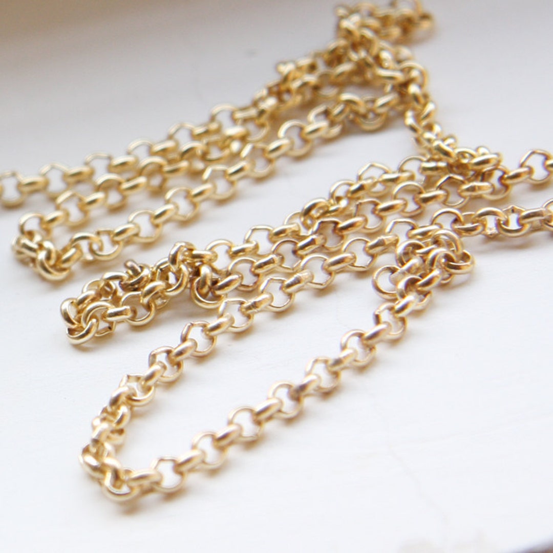 One Foot Premium Gold Plated Brass Base Chains-rolo 3mm (420C) - Etsy