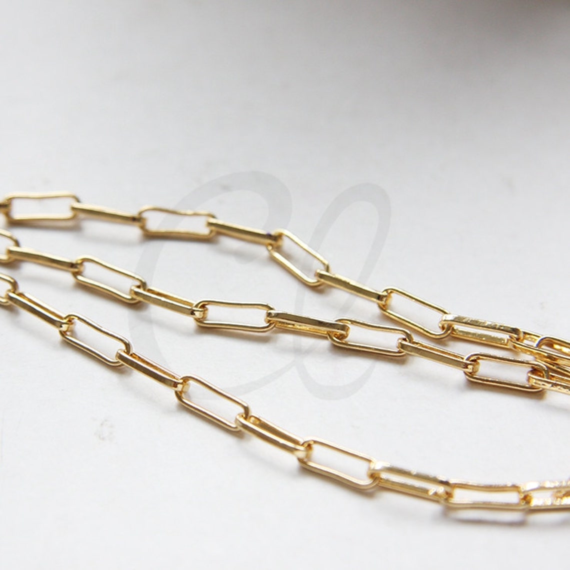 One Foot Premium Gold Plated Brass Base Hand Connected Rectangle Cable ...