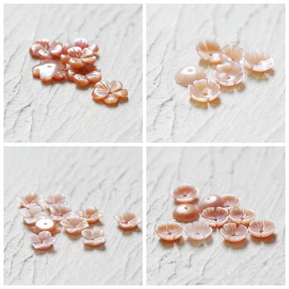 One Piece Premium Natural Shell Spacer Cap Flower Pink - Etsy