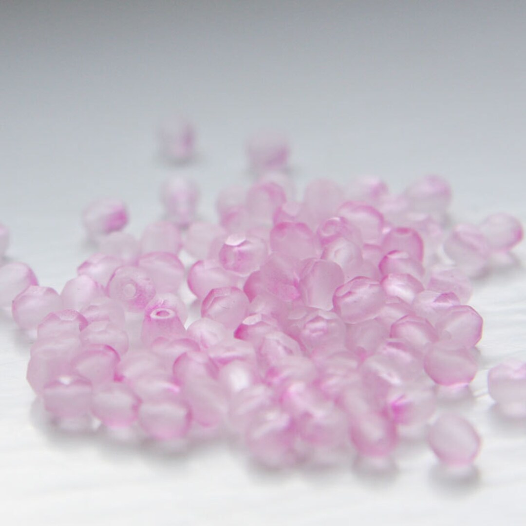 100 Pieces Czech Fire Polish Glass Faceted Round-crystal Pink Frosted ...