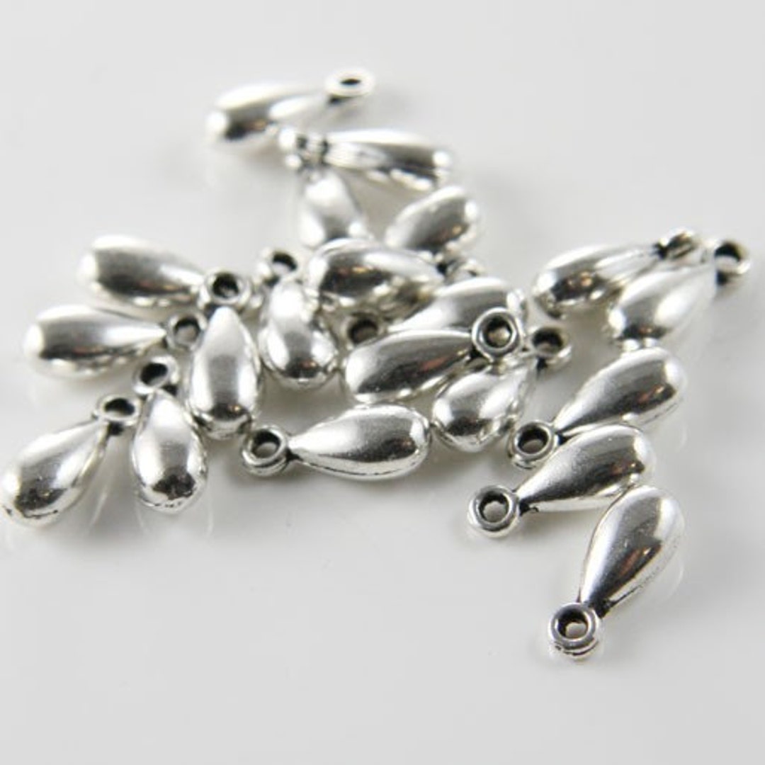 30 Pieces Oxidized Silver Tone Base Metal Charms-teardrop 12x5mm (8620Y ...
