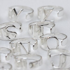 Silver Plated Solid Brass Alphabet Finger Ring Base - Letter Finger ...