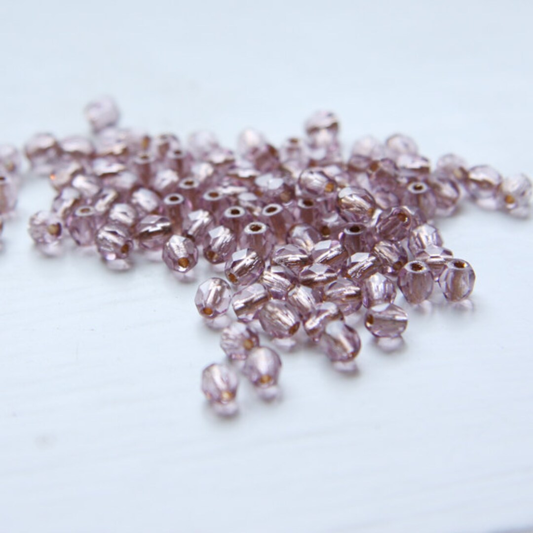 50 Pieces Czech Fire Polish Glass Faceted Round-transparent Light ...