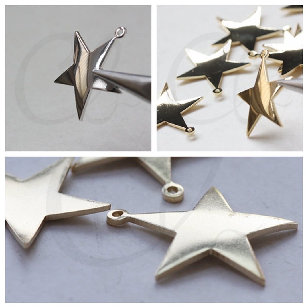 Solid Brass Star Charm - 26.4x24.6mm (3800C-V-161) - Etsy