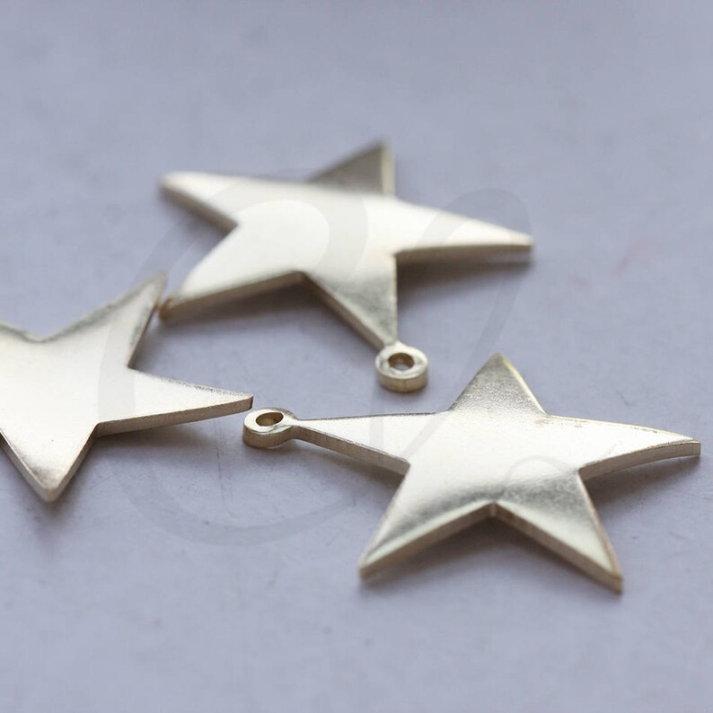 Solid Brass Star Charm 26.4x24.6mm 3800C-V-161 | Etsy