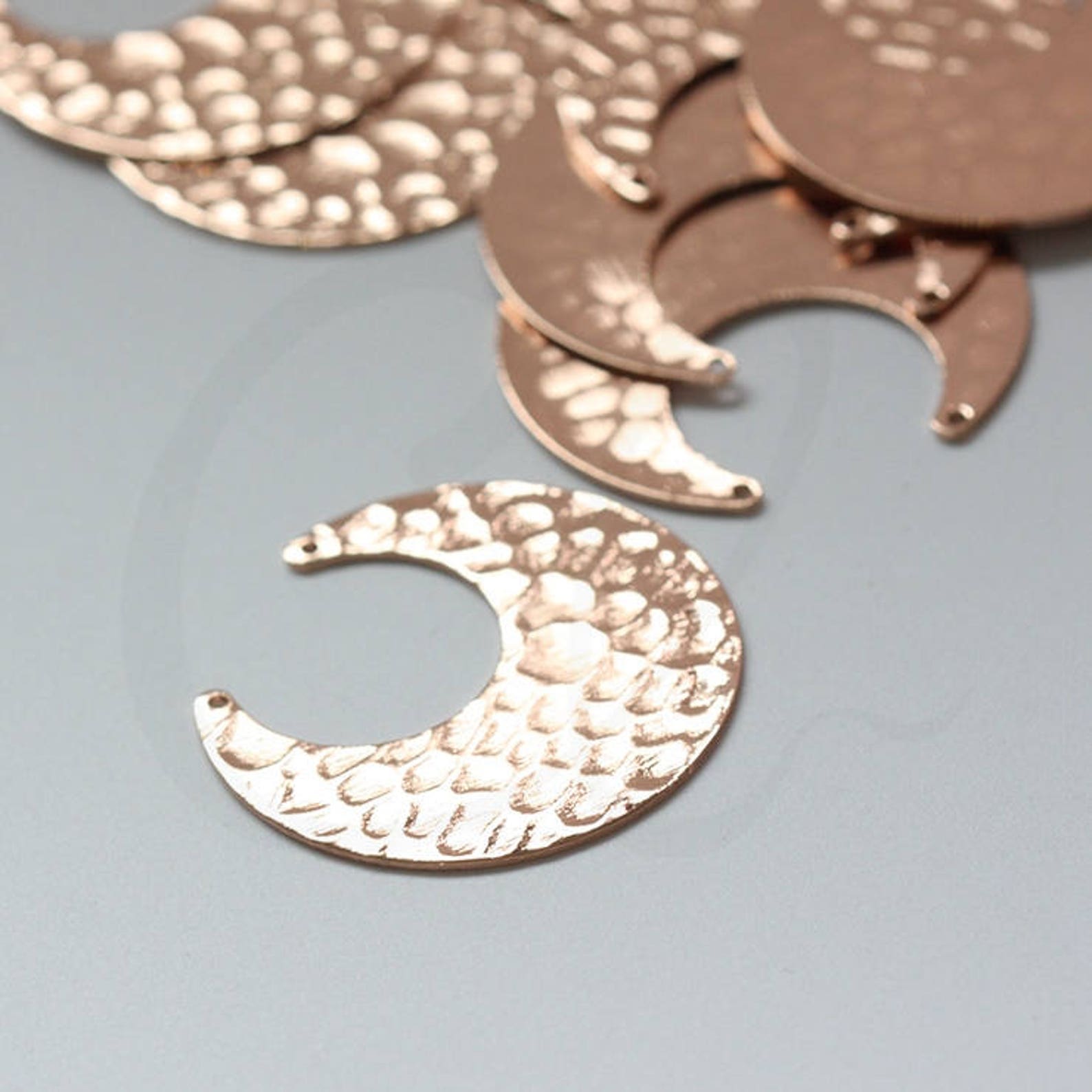 One Piece Premium Rose Gold Plated Brass Base Moon Link - Etsy