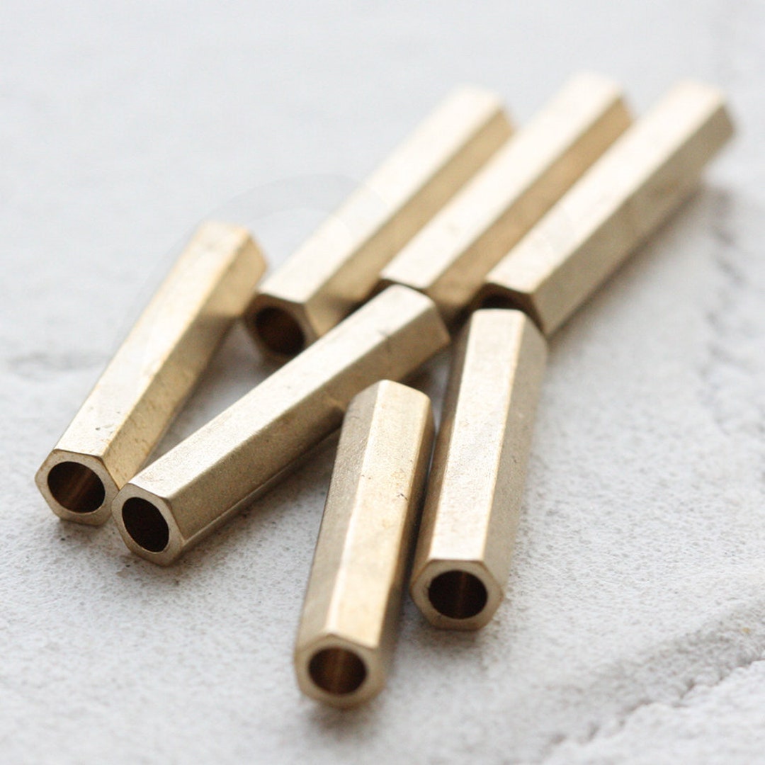 4 Pieces Raw Brass Tube Spacer - Hexagon 4x20mm (4816C) - Etsy