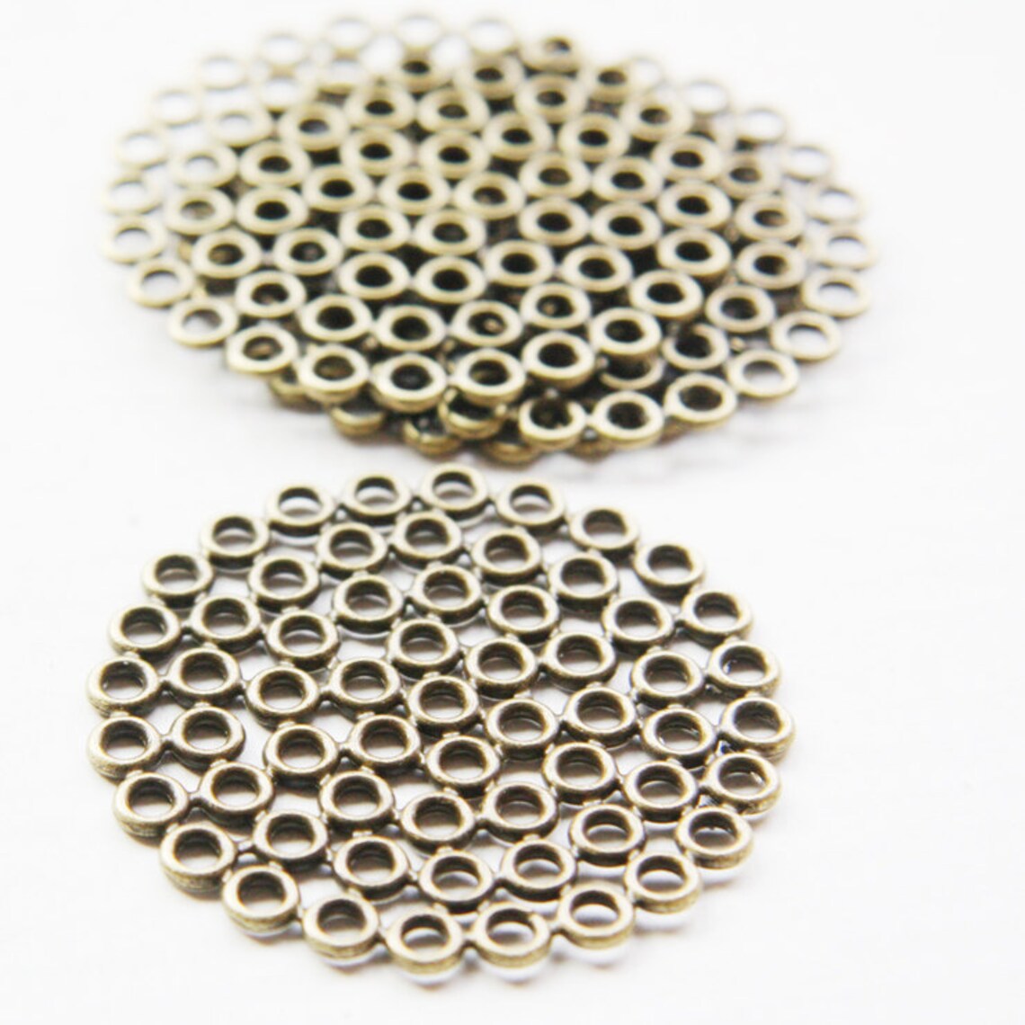 6 Pieces Antique Brass Tone Base Metal Pendant - Honeycomb - Ring 45mm ...