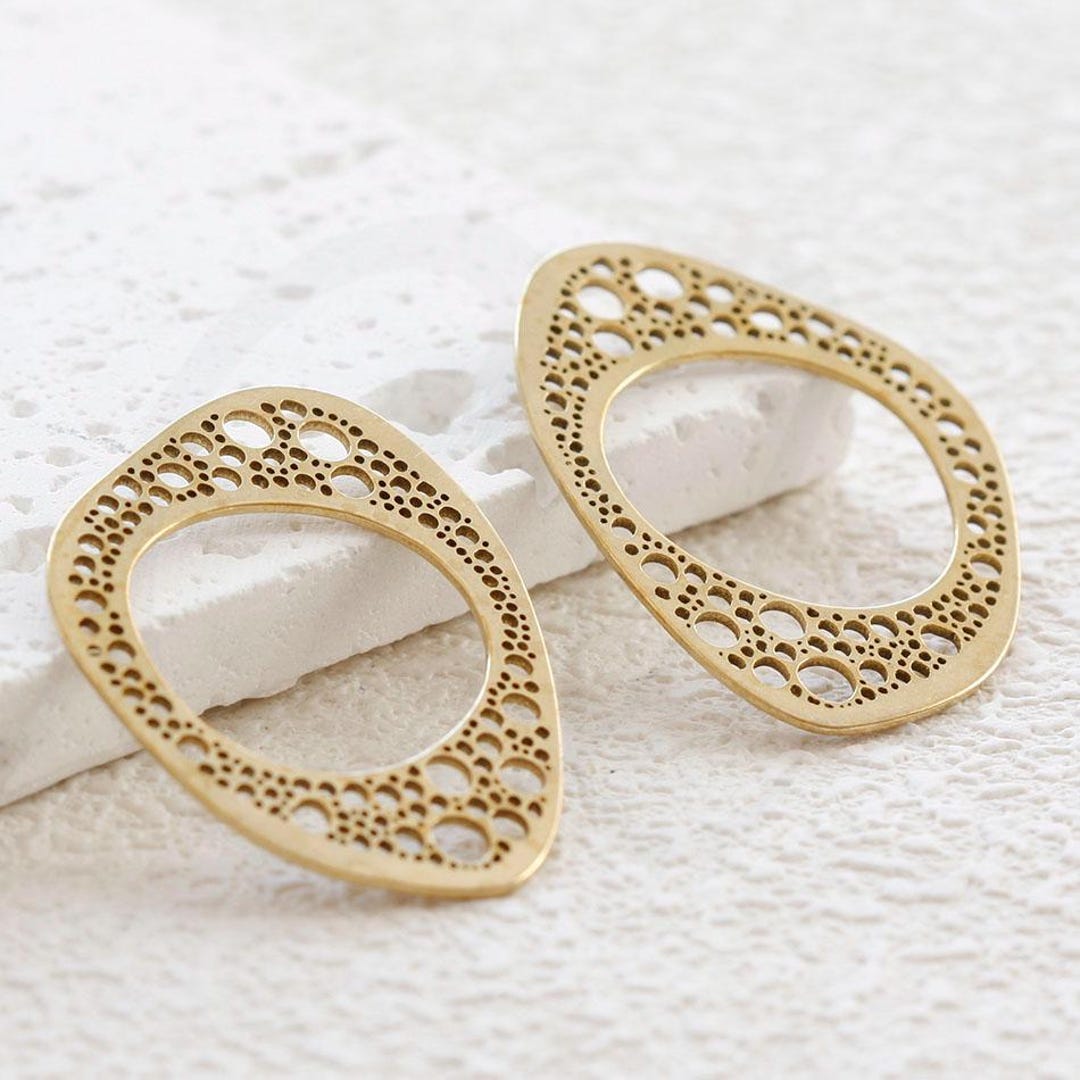 One Piece Laser Cut Solid Raw Brass Charm Irregular 39.4x28mm 4907C-2 ...