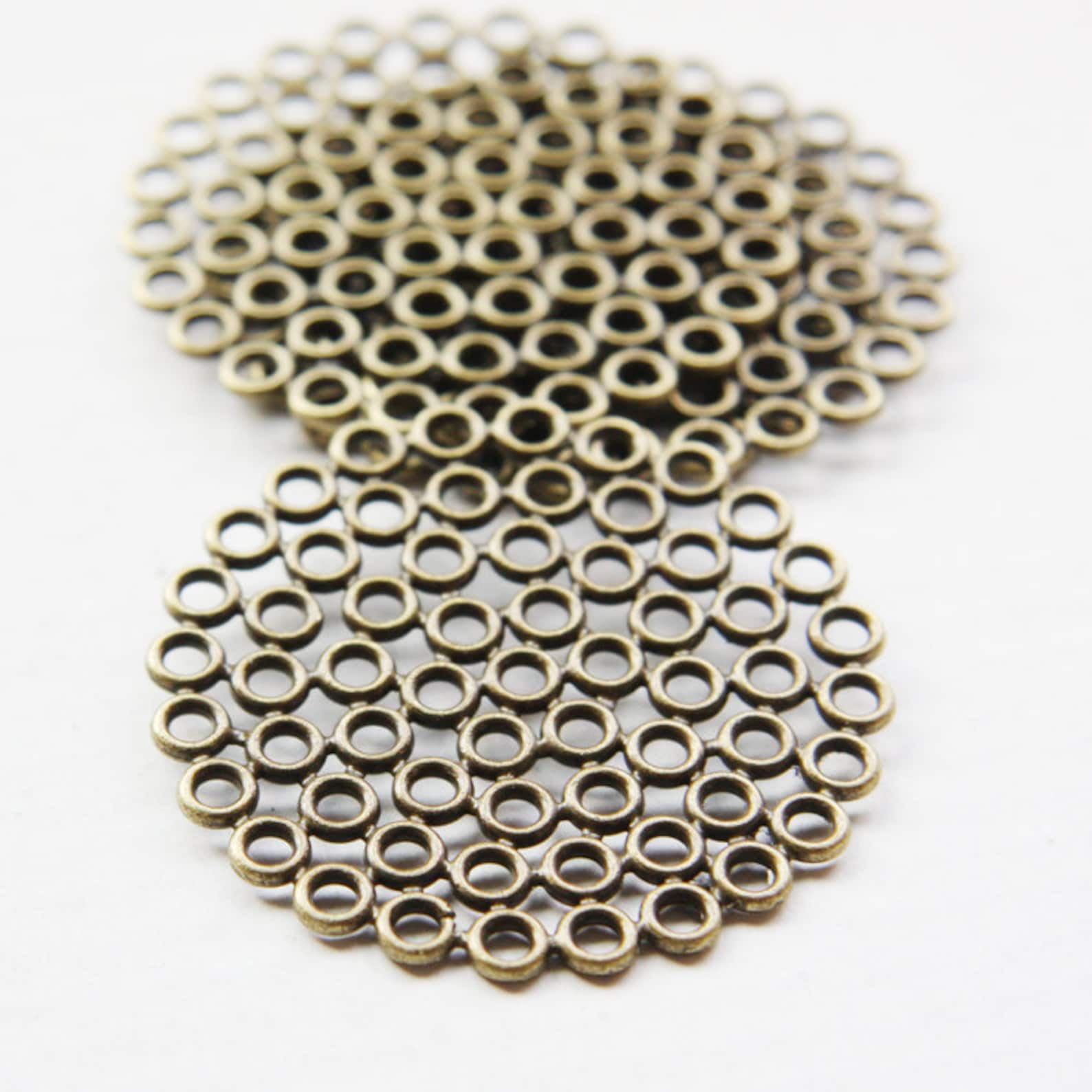6 Pieces Antique Brass Tone Base Metal Pendant - Honeycomb - Ring 45mm ...