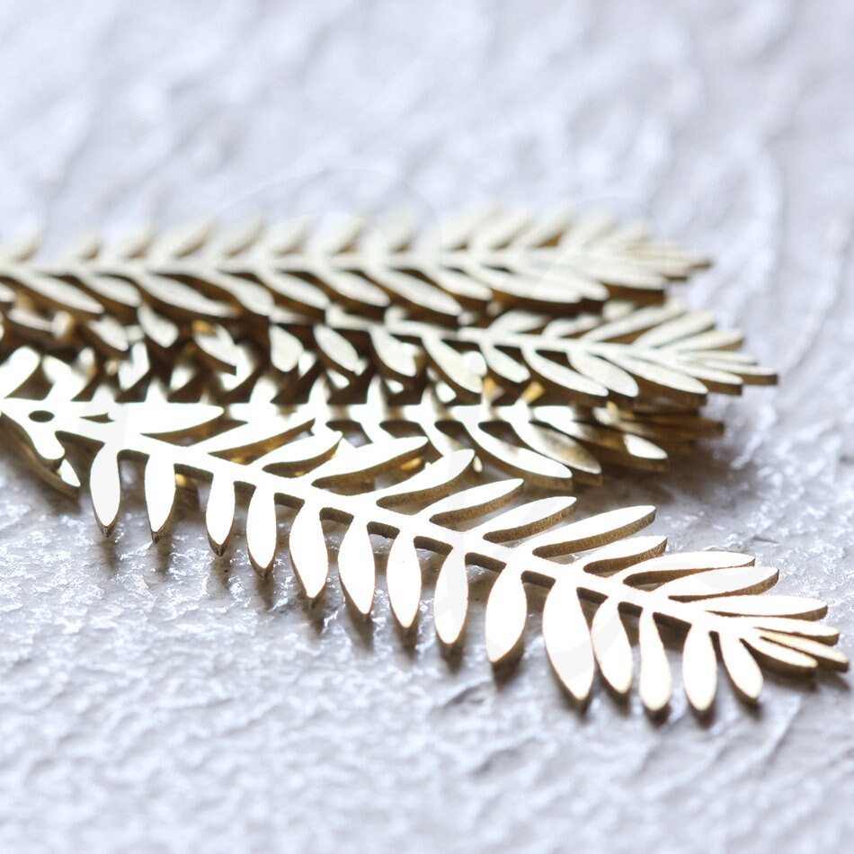 Laser Cut Solid Brass Leaf Pendant With Top Drilled Hole - 43x14mm ...