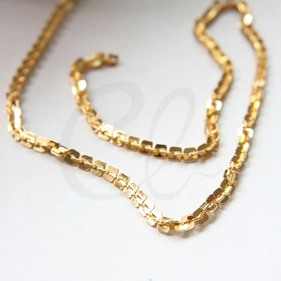 One Foot Premium Gold Plated Hand Linked Chain- Rectangle 4mm (YIPF4-08 ...