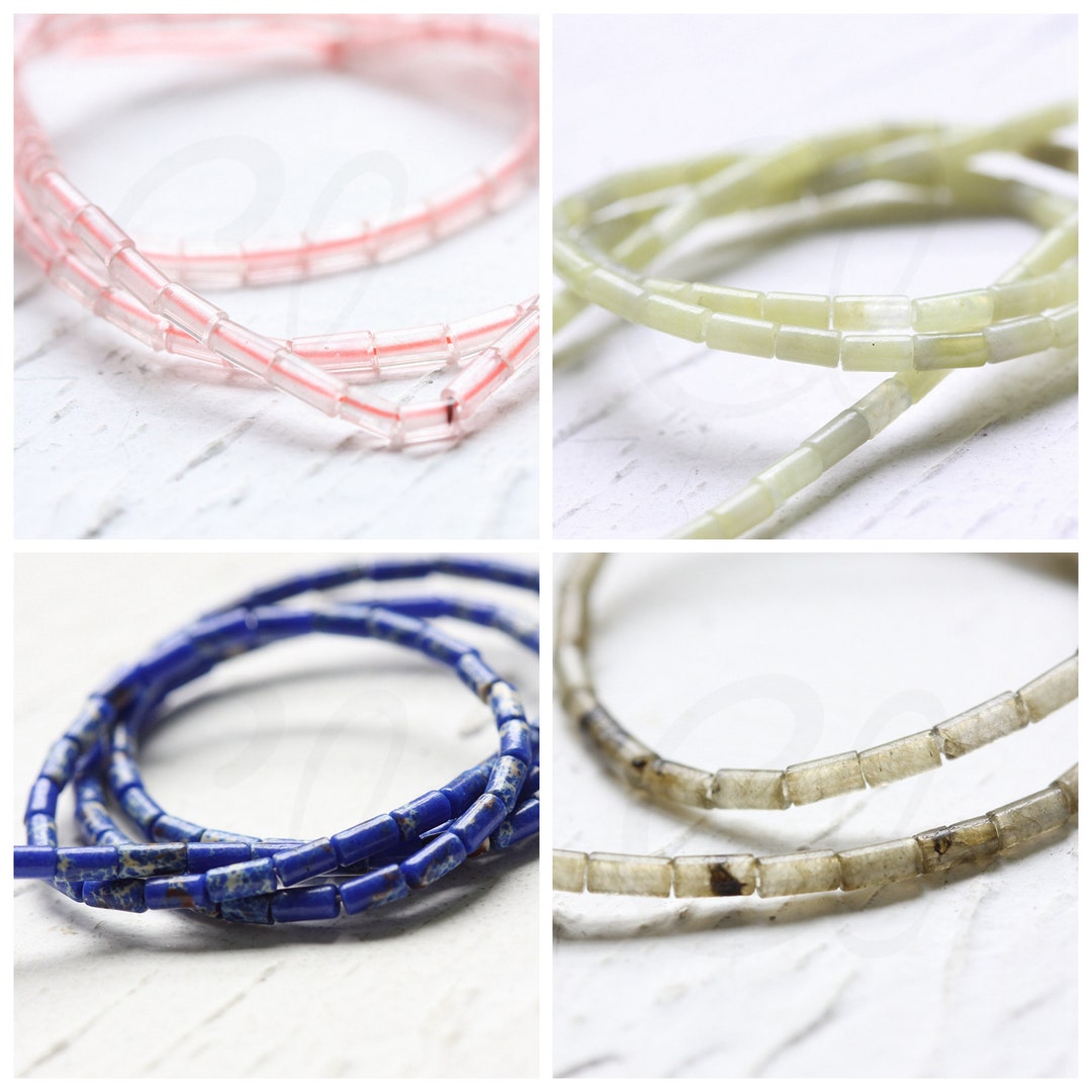 Full Strand (85 Pieces) Natural Semi Precious Stone - Tube 2.5x5mm ...
