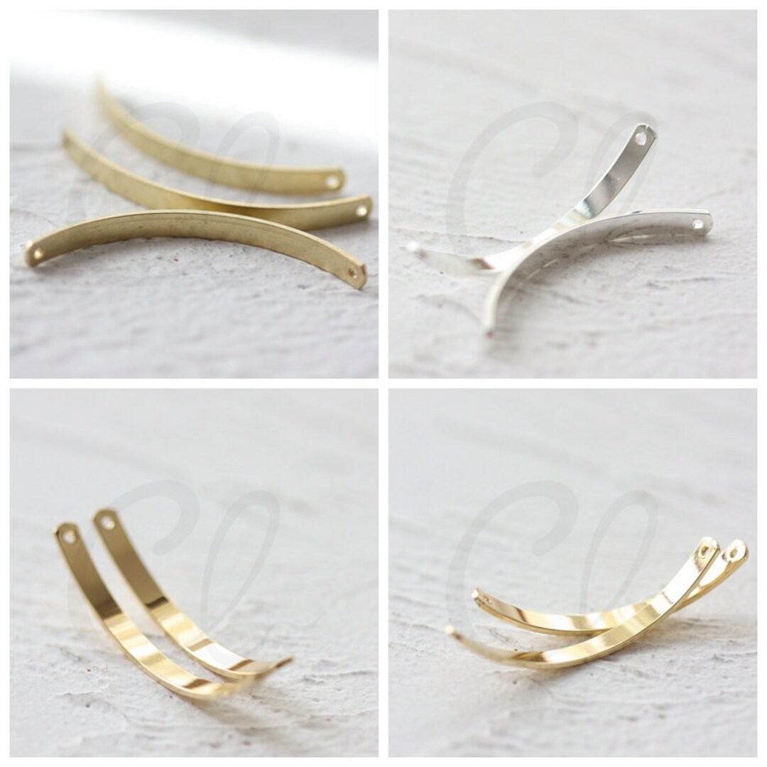 Solid Brass Base Curved Rectangle Connector - 45.8x4.3mm (3936C) - Etsy