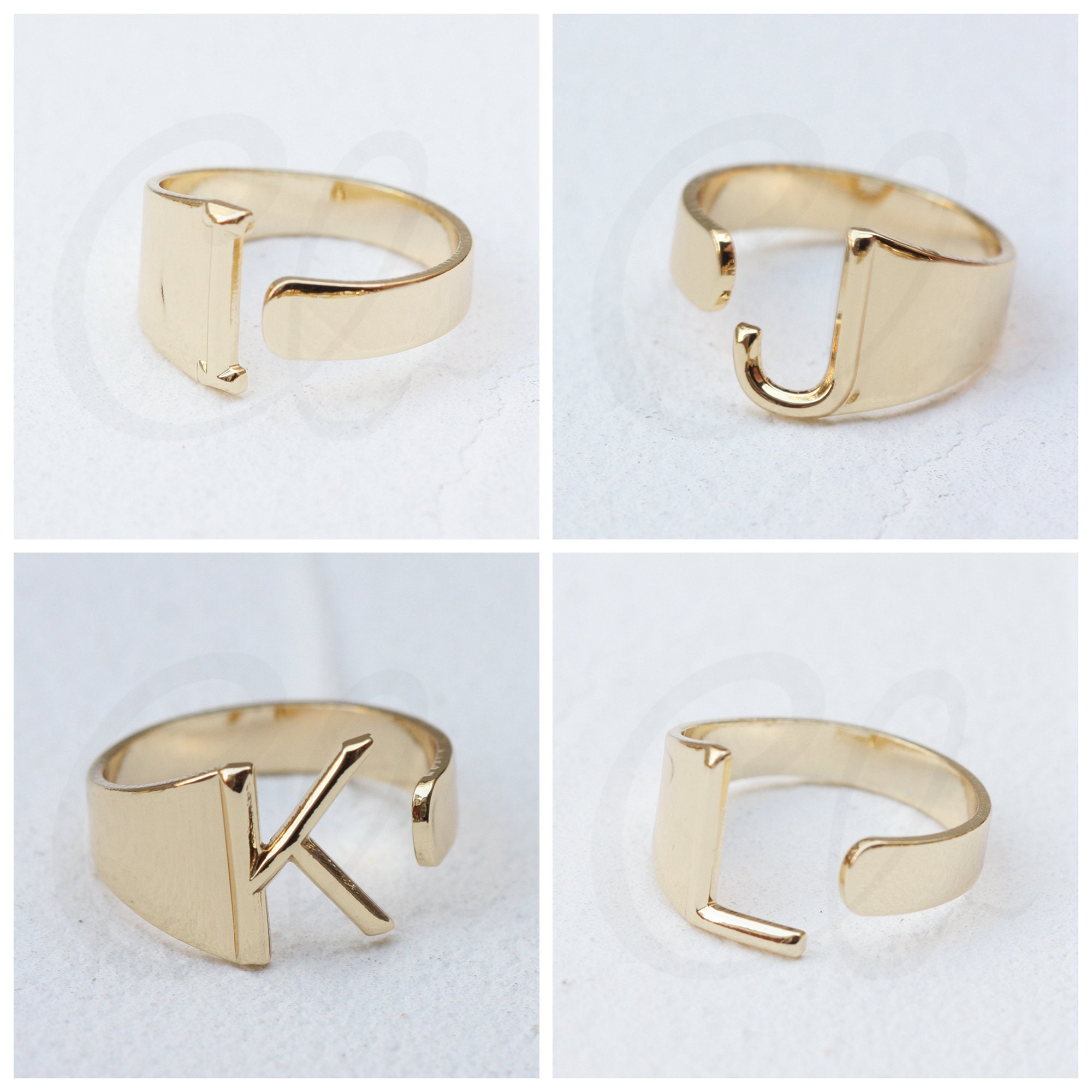 Gold Plated Solid Brass Alphabet Finger Ring Base Letter - Etsy